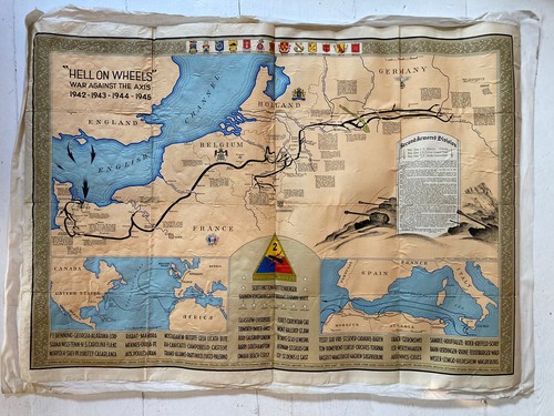 WWII Second Armored Division US Army War Map Hell on Wheels Poster WW2 ...