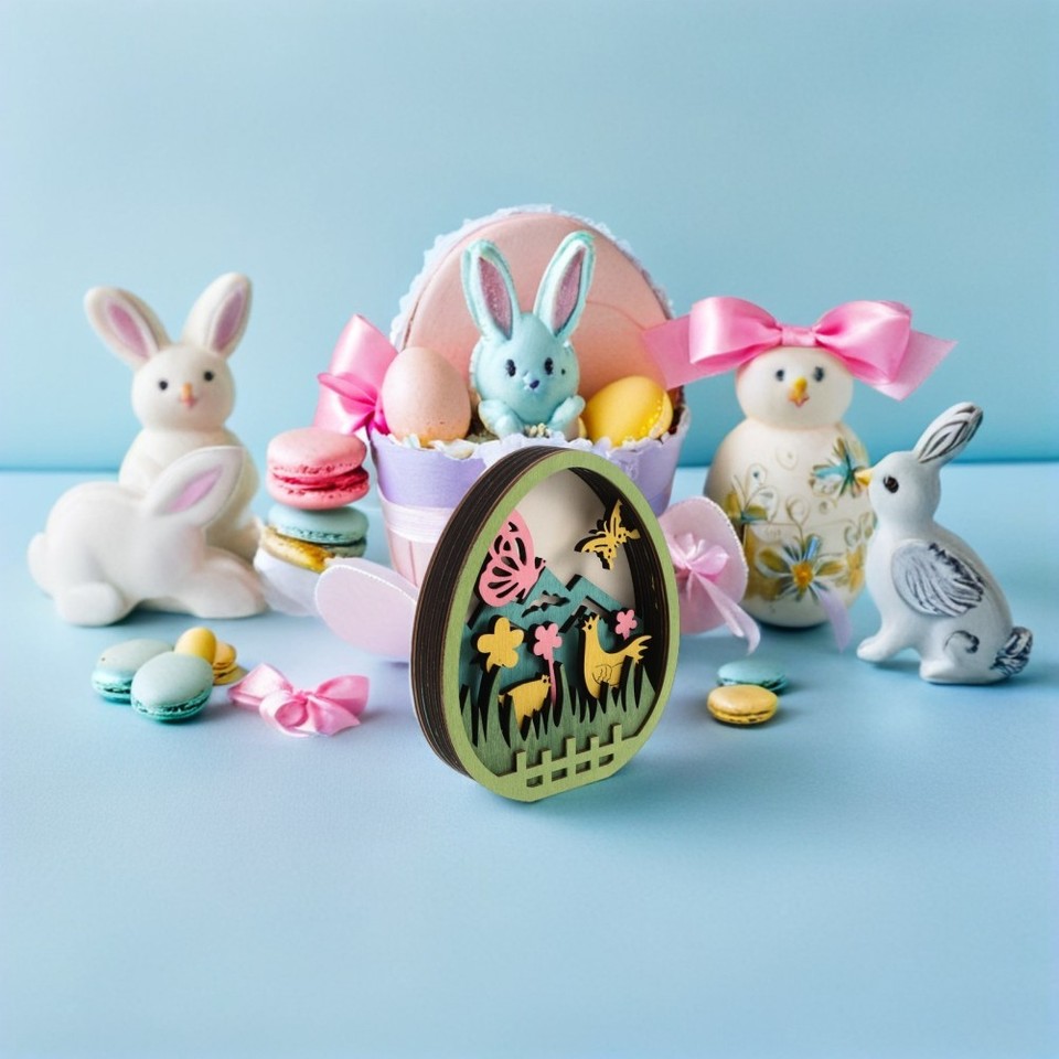 Wooden Easter Craft Tabletop Ornament Spring Centerpiece Decorations ...
