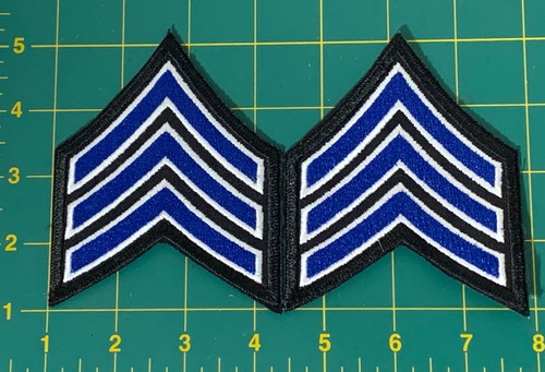 Sergeant Chevron Stripes Police Patch Set Blue with white outline on ...