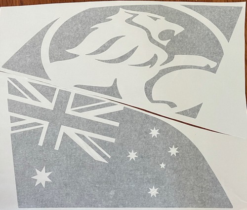 VF VE Commodore Wagon (Vinyl Stickers) Aussie flag / LION Qtr window ...