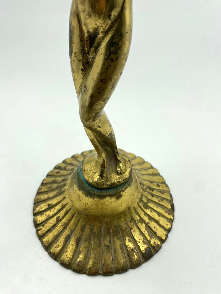 Vintage Art Women's Antique Solid Brass Statue Figure Candle Holder ...