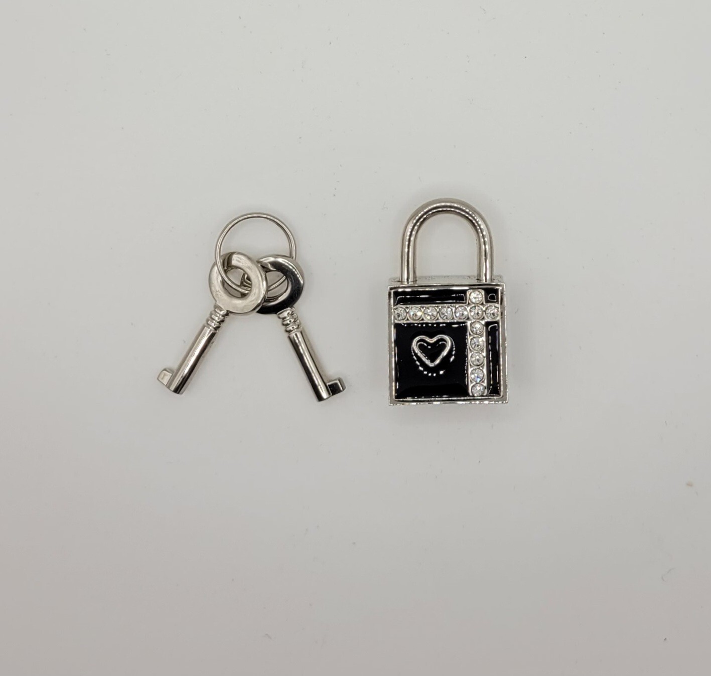 Handbag Charm Keychain Black Lock & Keys With Crystal Rhinestone | eBay