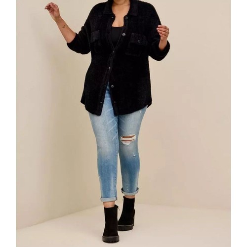 NWT Torrid Eyelash Shacket Sweater Jacket Black Plus Size 2X MSRP $115 ...