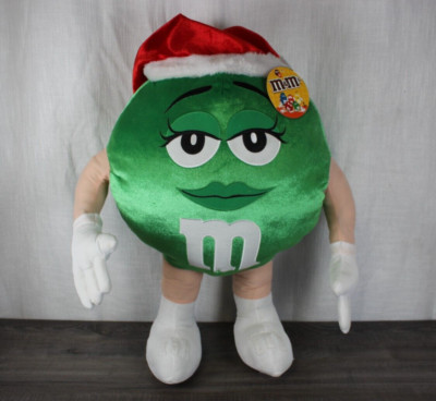 Gemmy Green M&M Plush Posable Christmas Porch Greeter Santa Hat 24 ...