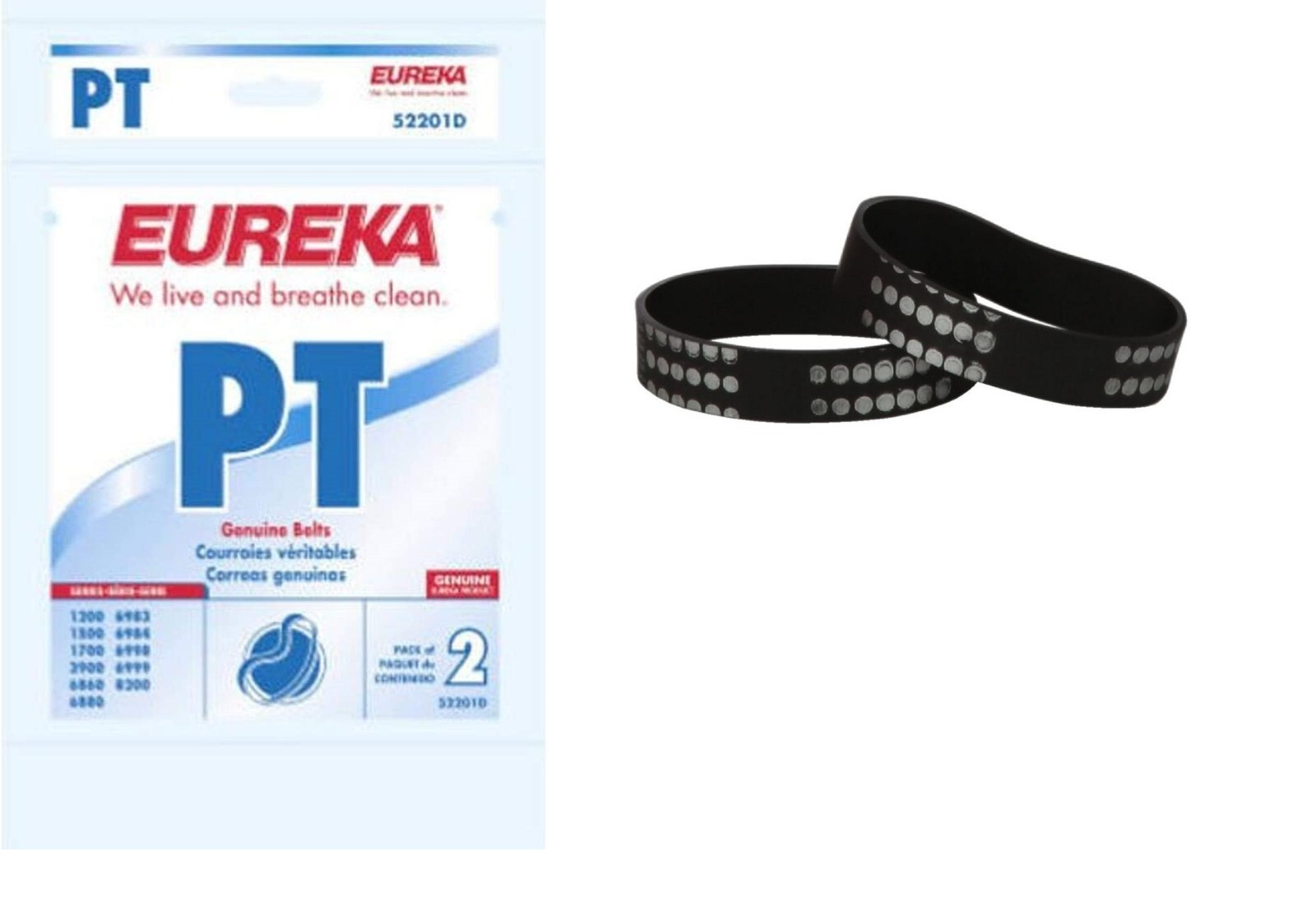 Eureka 52201D, PT Power Head Belts 2 in Pack For Series 1200, 6983 ...