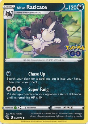 Alolan Raticate - 042/078 Common Pokemon GO Collection Pokemon Card | eBay