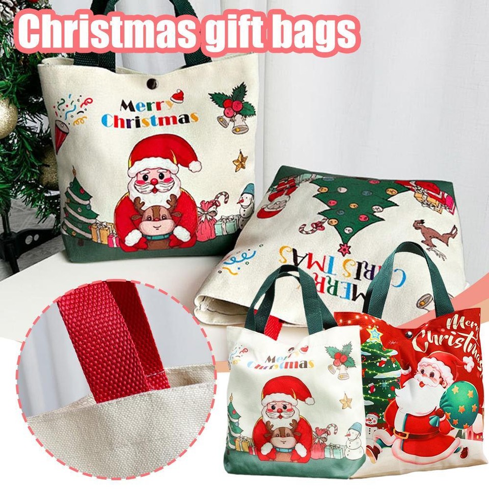 Canvas Christmas Gift Bag Festive Holiday Tote Bag Lot R2 | eBay UK