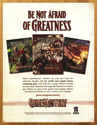 2007 GameMastery RPG Print Ad/Poster Seven Swords of Sin Conquest Game ...