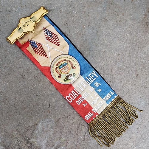 Antique Junior Order United American Mechanics Ceremonial Ribbon Coal ...