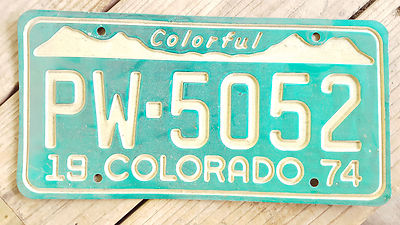 1974 Colorado License Plate-Green White Mountain-PW-5052-Vintage-Auto ...