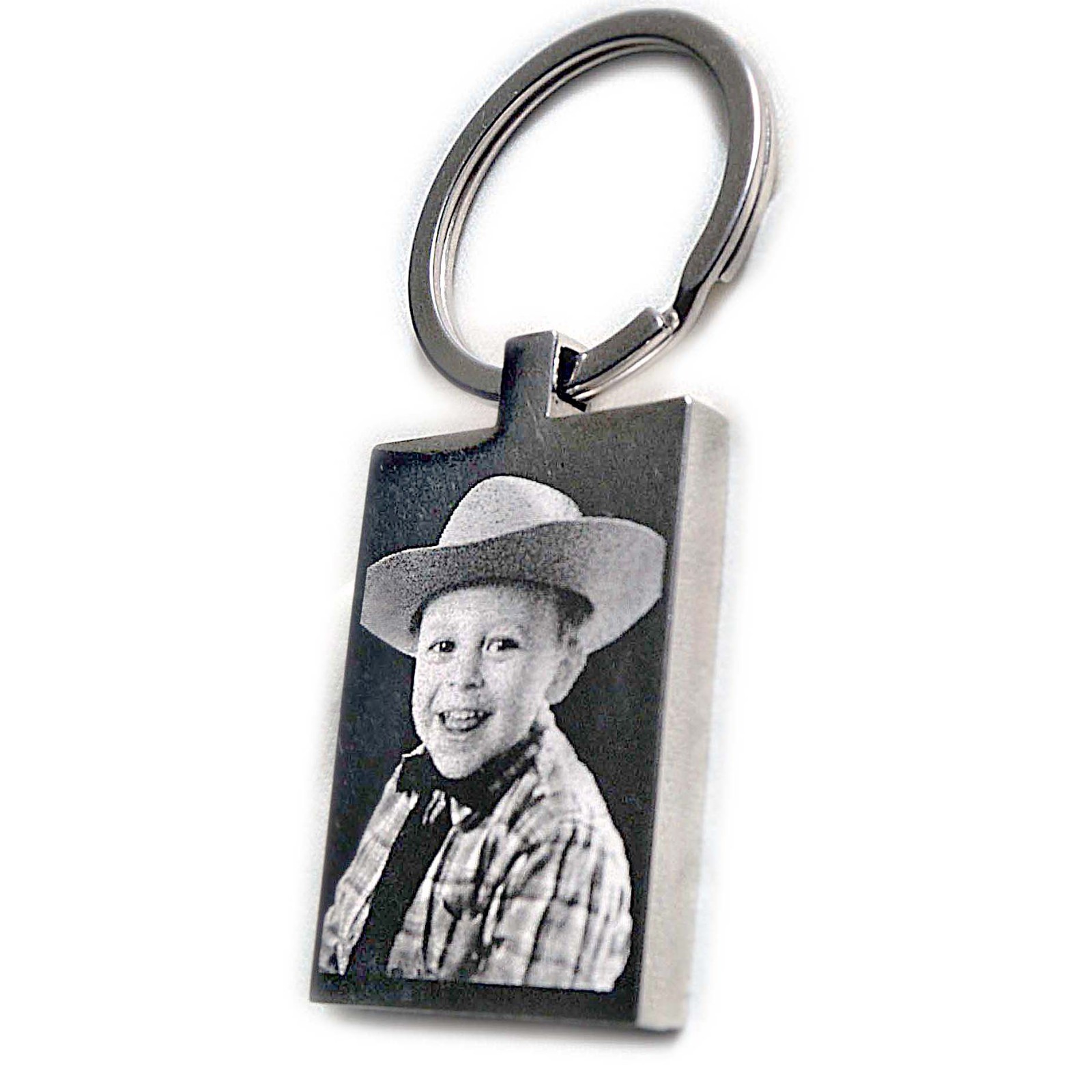 Rectangle Key Chain photo and text engraved, Personalised Keyring solid ...