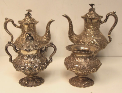 STIEFF Repoussé Pattern Sterling Silver 4 Piece Tea Set | eBay