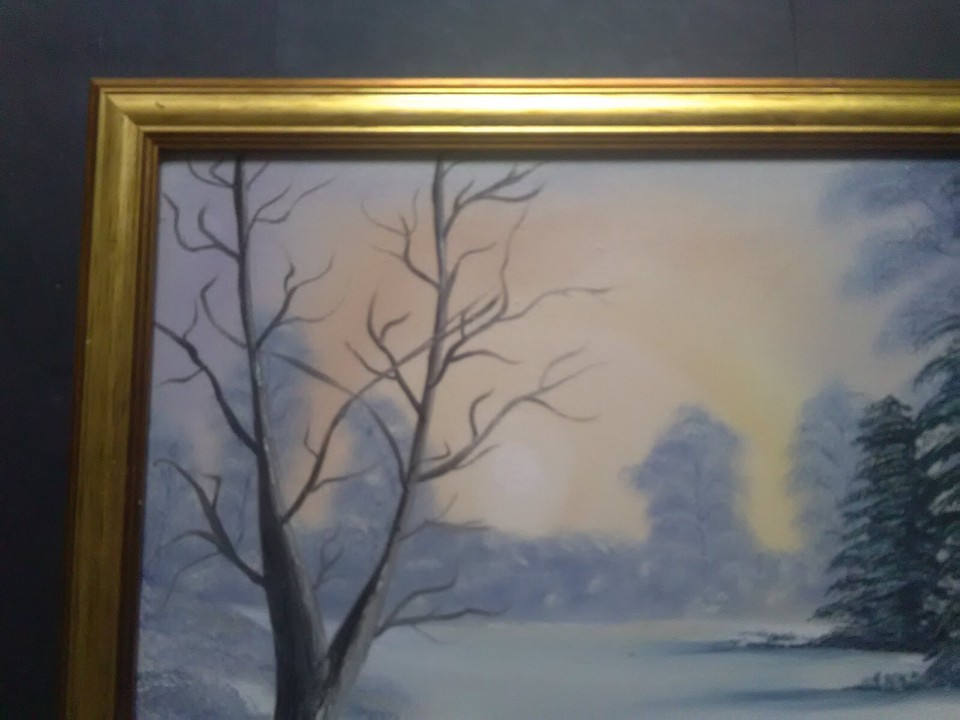 Contemporary Acrylic Landscape Painting. Winter Scene, Snow, Trees ...
