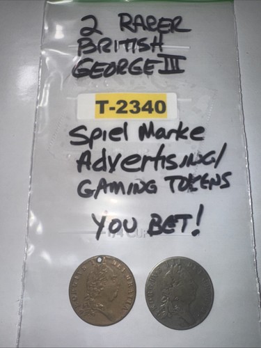 Antique Lot of 2 Rare British George III Spiel Marke Ad Gaming Tokens T ...