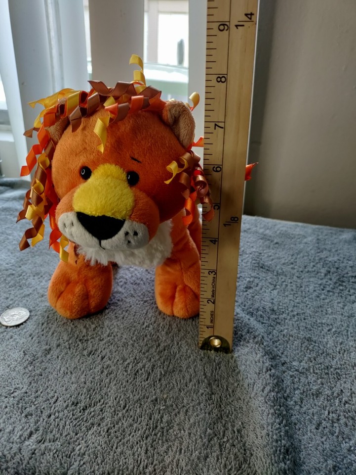 Cute Lion with Curly Ribbon Mane and Tail, 8" orange and white color by ...