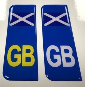 Domed Scotland Flag GB Vehicle Number Plate Stickers - 39mm HIGH GLOSS ...
