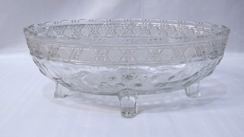 Antique EAPG Indiana Glass Footed Bowl Birds & Strawberries Pattern ...
