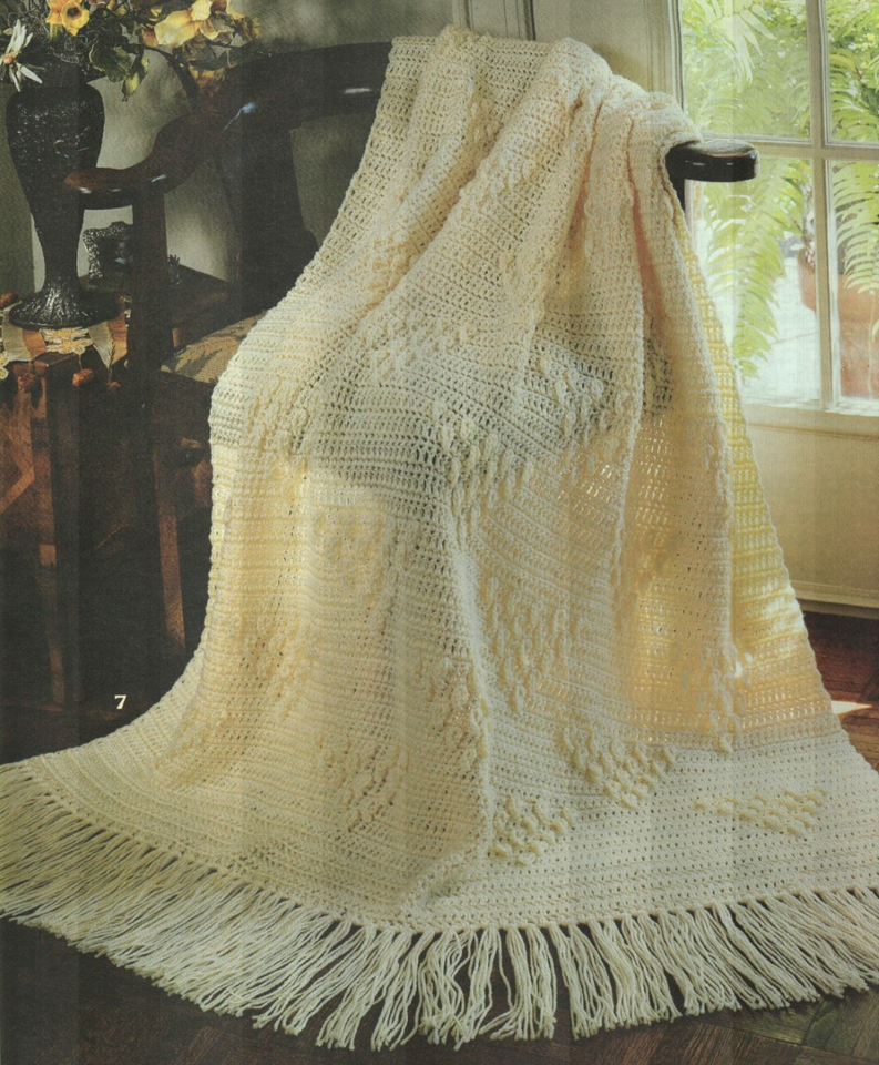 VERY PRETTY AFGHANS LEISURE ARTS 10 LOVELY DESIGNS CROCHET PATTERN BOOK ...