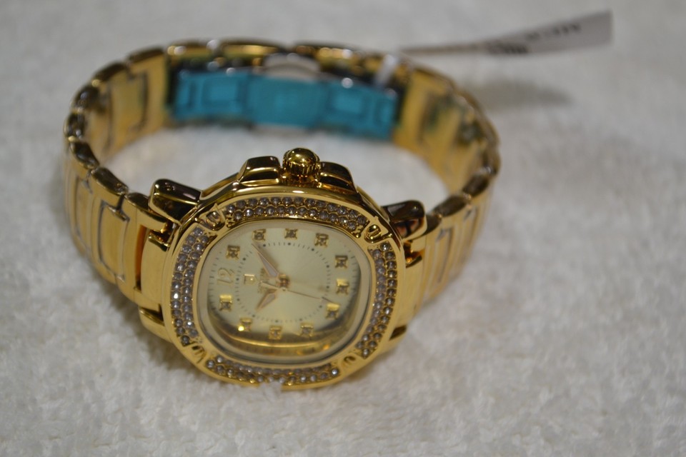 NEW 35mm INVICTA MONTRES PRESTIGE WOMAN'S GOLD-SILVER CRYSTAL BEZEL ...