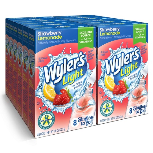 Singles T? Go Powder Packets, W?ter Drink Mix, Strawberry Lemonade, 96 ...