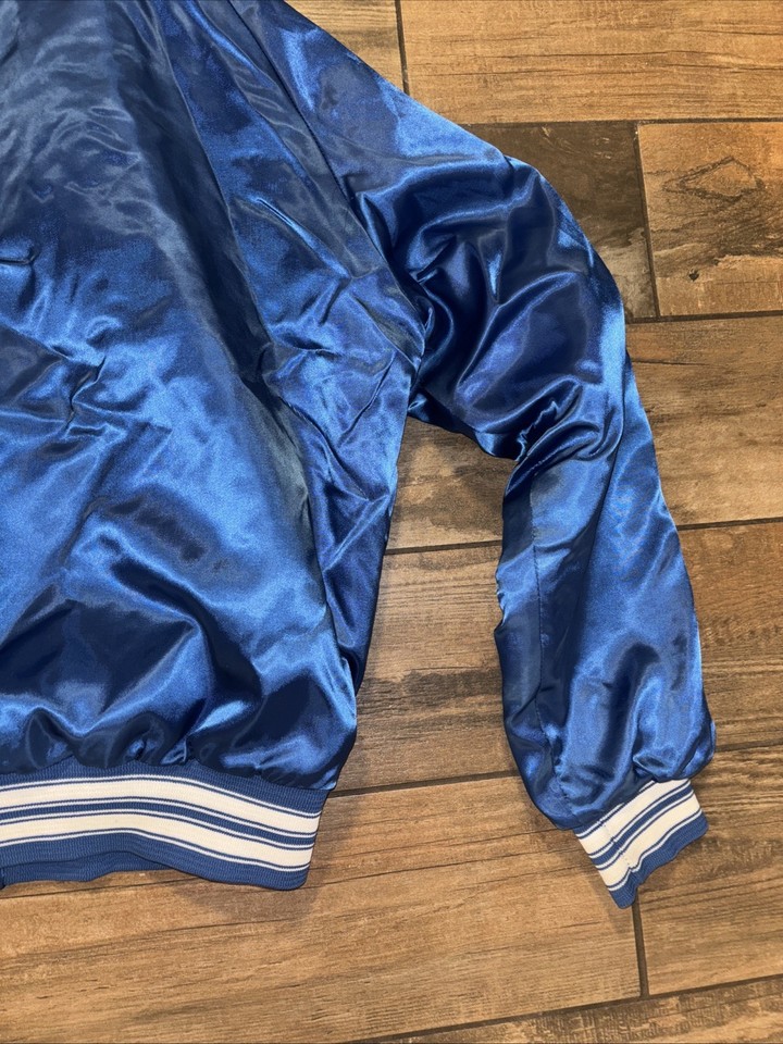 Vintage Satin Nasco Blue Button Up Bomber Jacket Adult Small Not ...
