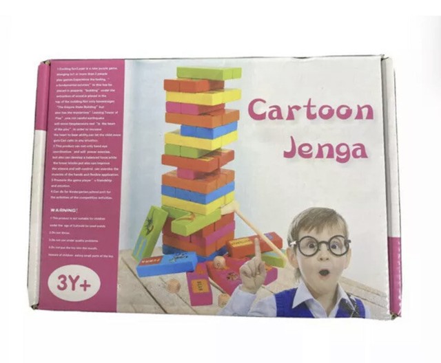Cartoon Jenga Game Wood Stacking Party Fun Game Building Blocks 54 Pcs ...