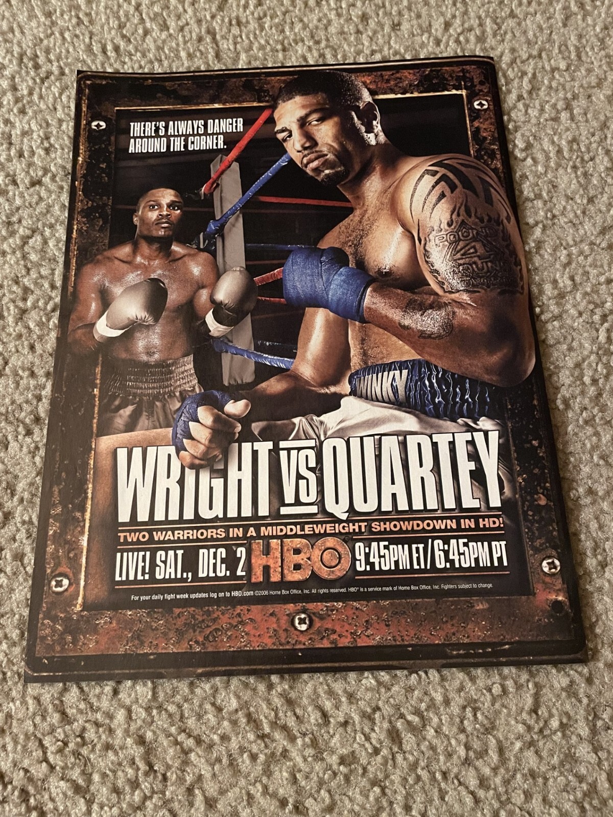 Vintage 2006 WINKY WRIGHT vs. IKE QUARTEY HBO Poster Print Ad BOXING | eBay