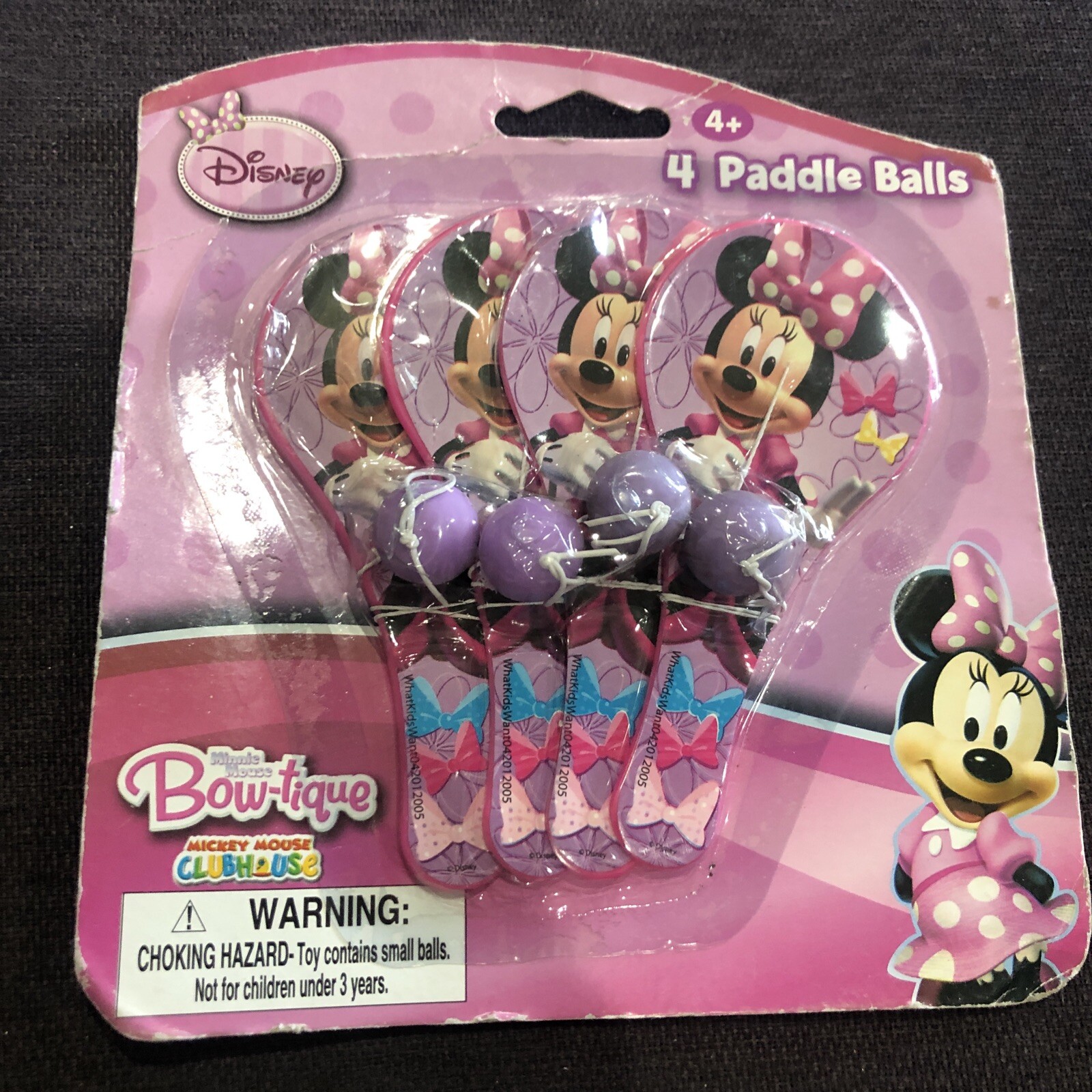 Disney minnie mouse 4 Paddle balls ages 4+ | eBay