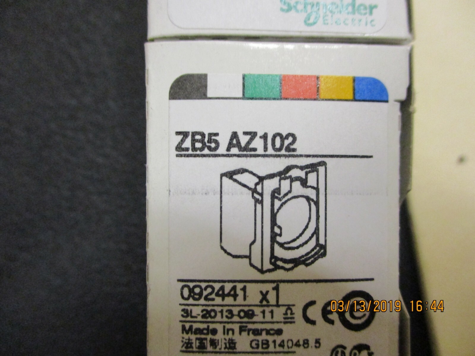 SCHNEIDER ELECTRIC, ZB5AZ102, SWITCH HARDWARE MTG. BASE WITH 1 N/C ...