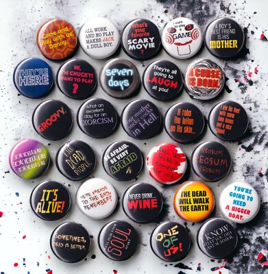 Horror Movie Pinback Buttons 1” Pack of 30 Scary Halloween Goth Pins | eBay