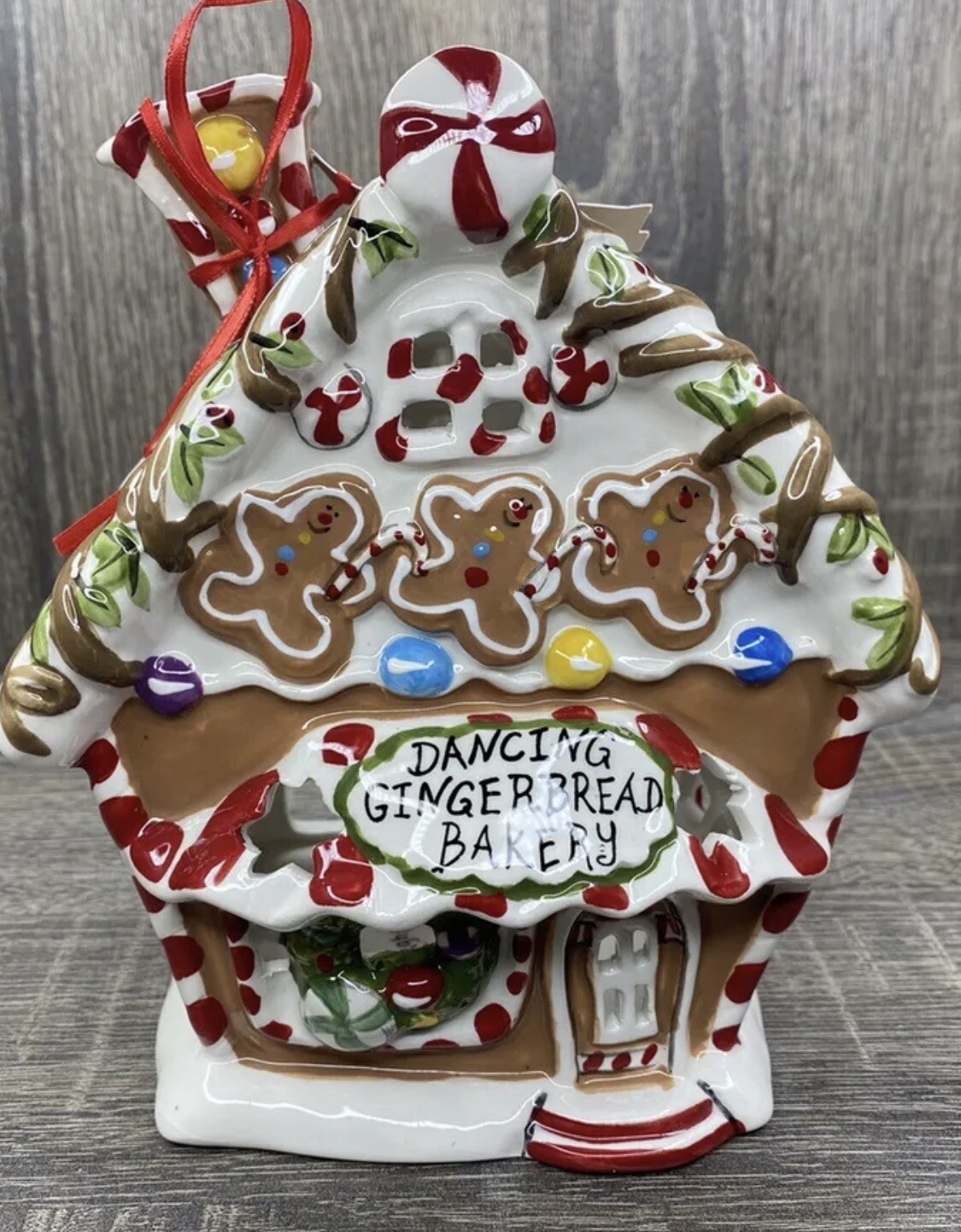 Blue Sky Dancing Gingerbread Bakery Candle House Tea Light 7x6 NWT Auth ...