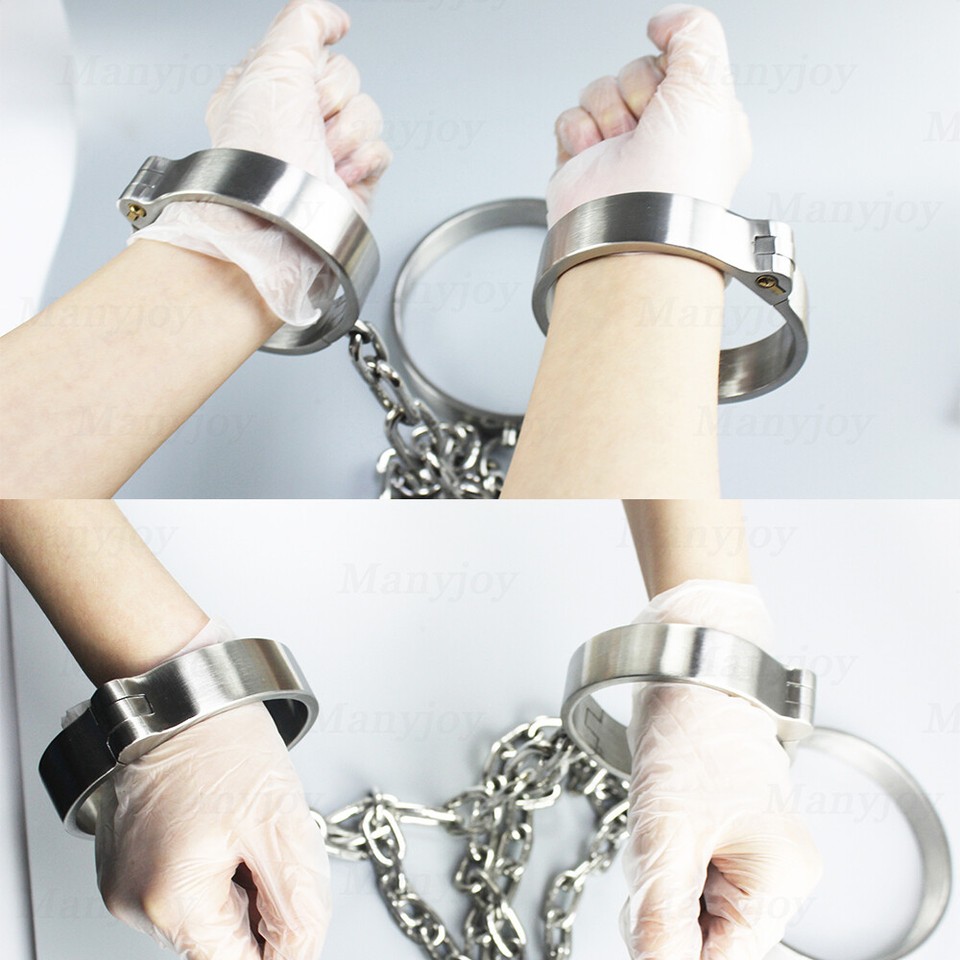 Slave Stainless Steel Neck Collar BDSM Chain Wrist HandAnkle Cuffs Leg ...