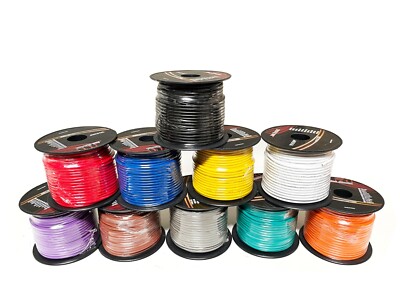 14 GAUGE 10 COLOR 100FT EACH ROLL STRANDED PRIMARY WIRE CABLE INDOOR ...