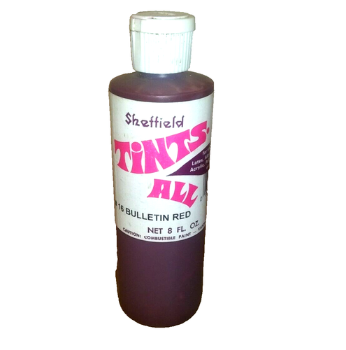 TINTS ALL by Sheffield Colorant - #16 Bulletin Red - 8 FL OZ.- New Old ...