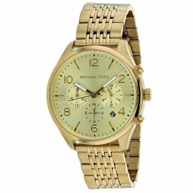 Michael Kors Merrick Chronograph 42mm Gold Dial Steel Men's Watch ...