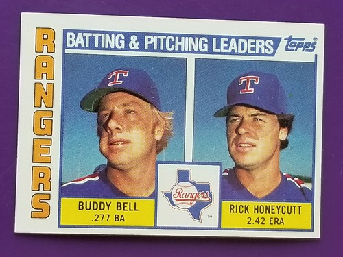 1984 Topps Batting Pitching Leaders Buddy Bell Rick Honeycutt #37 Texas ...