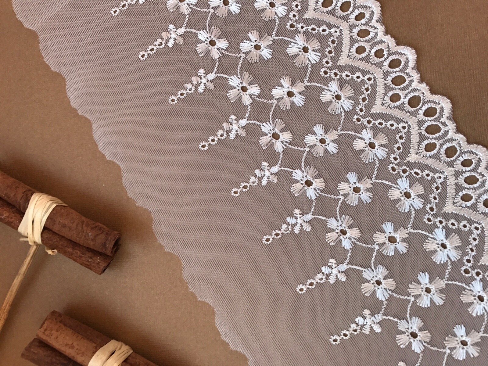 Laces Galore Delicate Ivory Embroidered Voile Lace 15 cm/6" Trim Craft ...