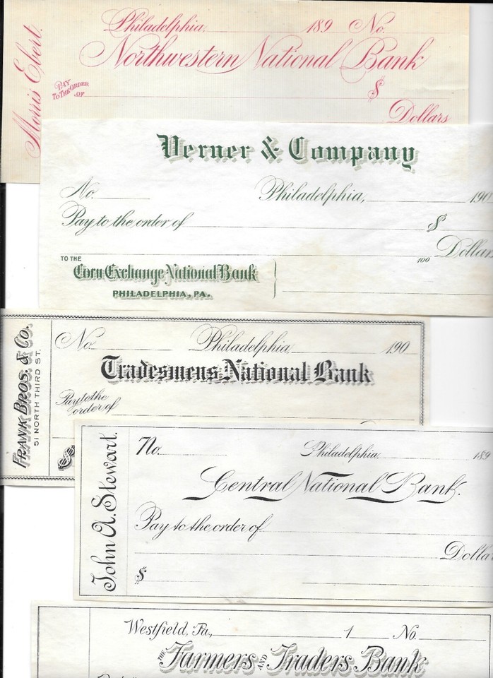 HUGE 160 Piece Vintage Check Collection, All Pennsylvania, Unused Check ...