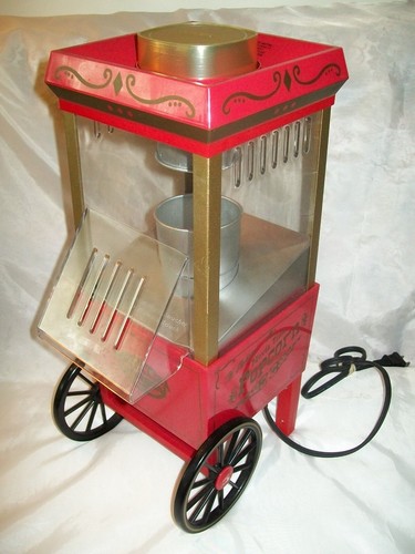 Vintage Style Mini Popcorn Machine Hot Air Popper w Cart Nostalgia ...