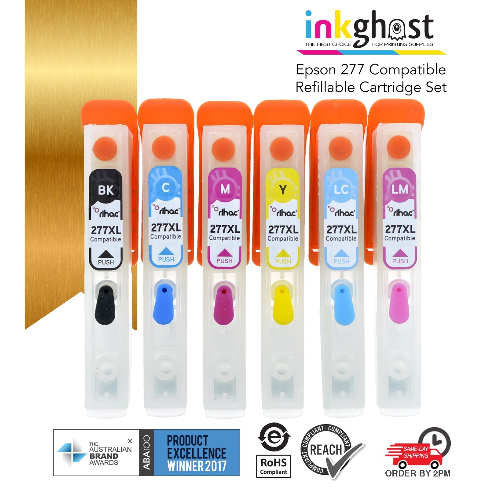 Refillable Cartridge Set compatible with Epson XP 970 printer using 277 ...