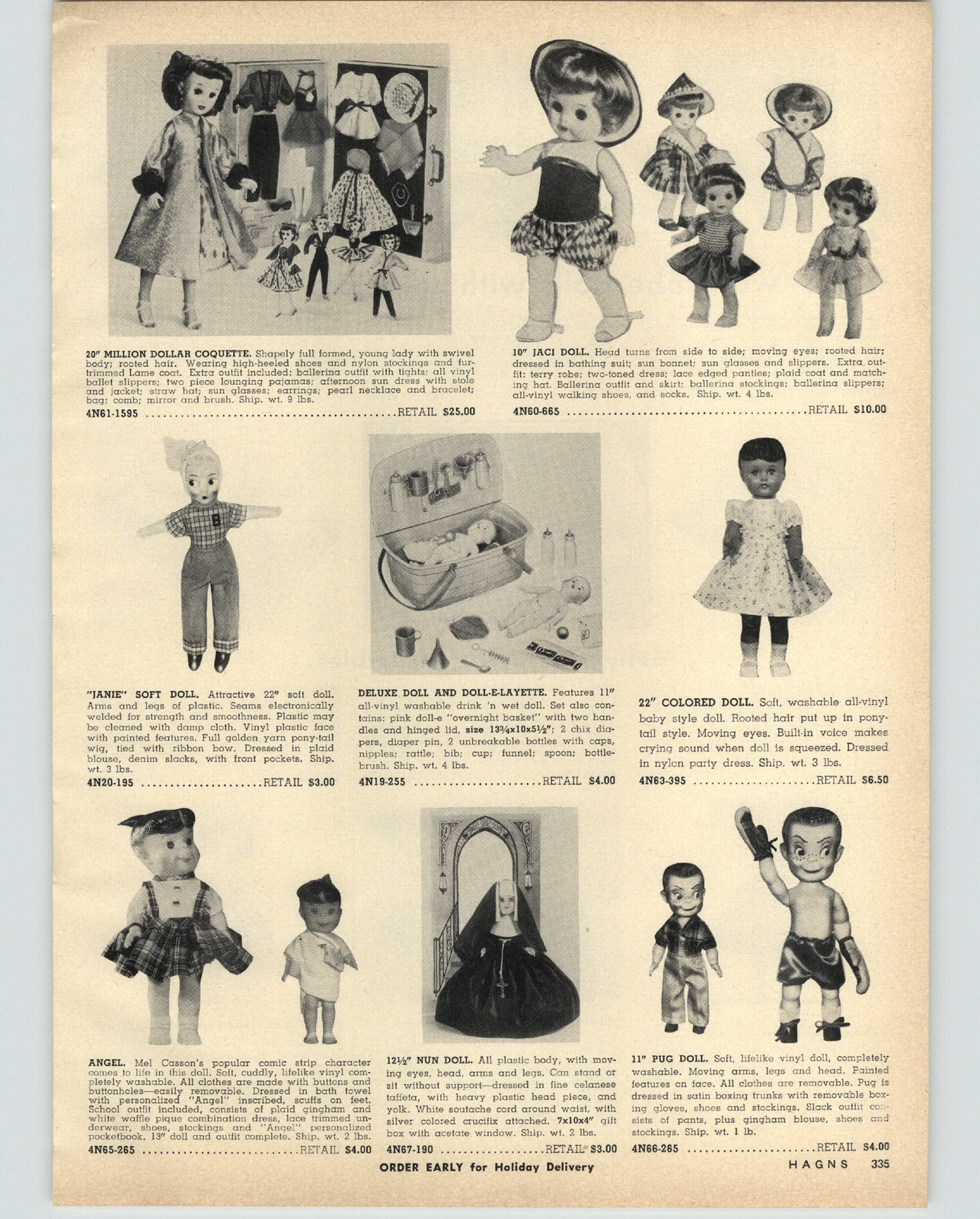 1958 PAPER AD Dolls Mel Casson's Angel Comic Strip Twinky Dink Daisy ...