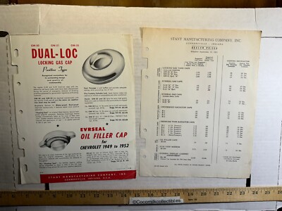Vintage 1952 Stant Manufacturing Dual-Loc Locking Gas Cap Positive Type ...