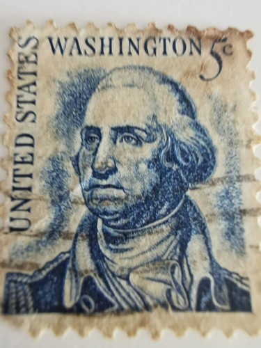 George Washington blue 5 Cent 1967 Vintage United States Used Stamp ...