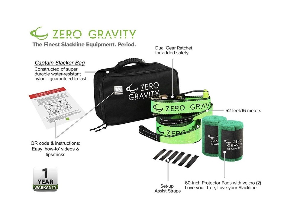 Slackline Kit with Industry Leading Carry/Storage Bag, Upgraded Ratchet ...