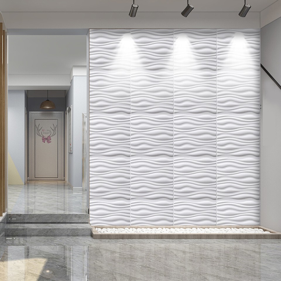12/24x White 3D Embossed Wall Panels Ceiling Background Wall PVC ...
