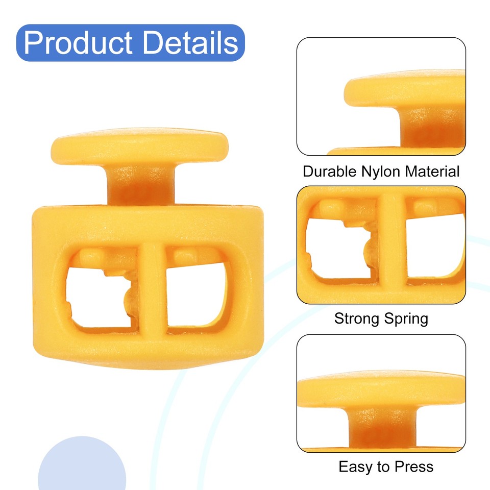 25 Pcs Plastic Spring Cord Lock, Double Hole Toggle Round Stopper ...