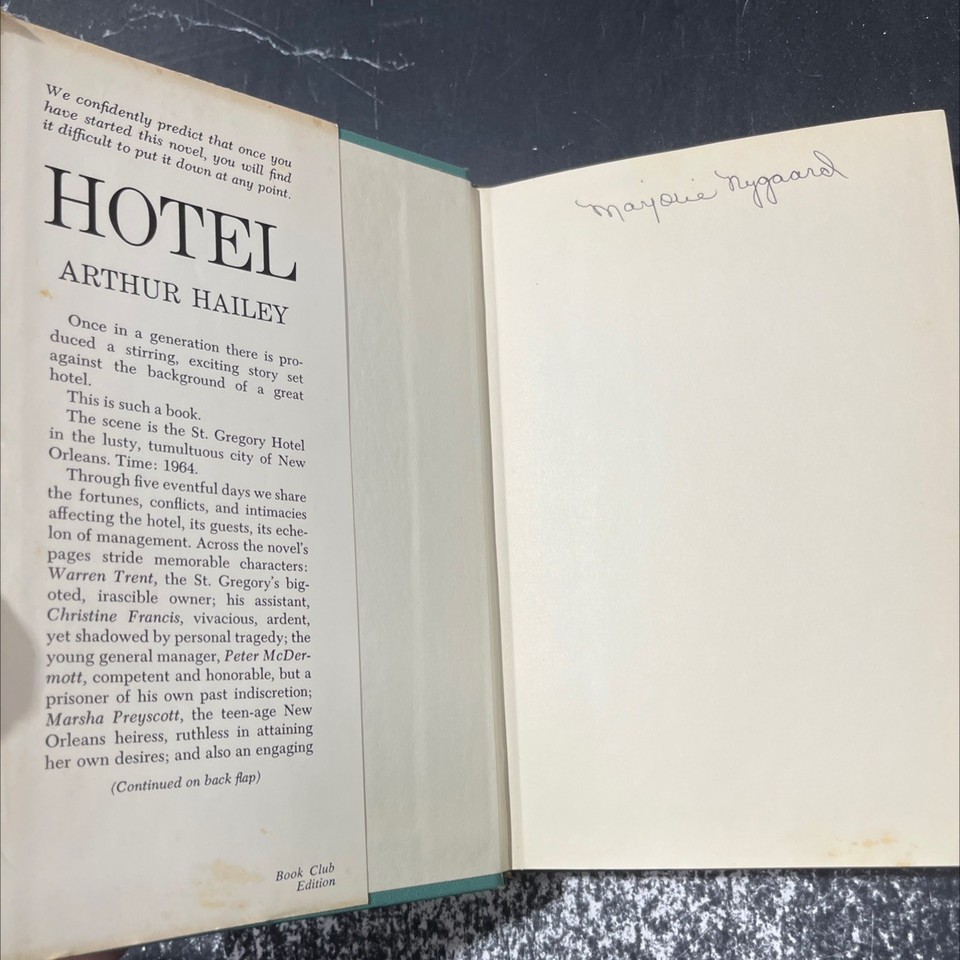 hotel book, by Arthur Hailey, 1965 Hardcover | eBay