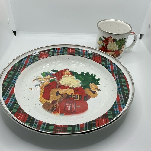 Hallmark Mitford Jan Karon 10” Plaid Enamel Christmas Santa Cookie ...