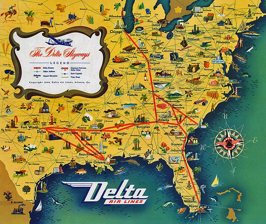 Delta Airlines World Route Map