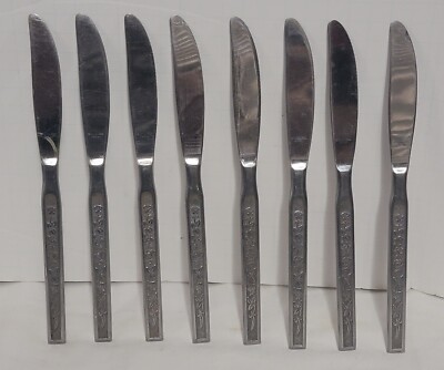 1950s Maria Grande MCM Floral VTG 8 Dinner Knives Stainless Steel ...